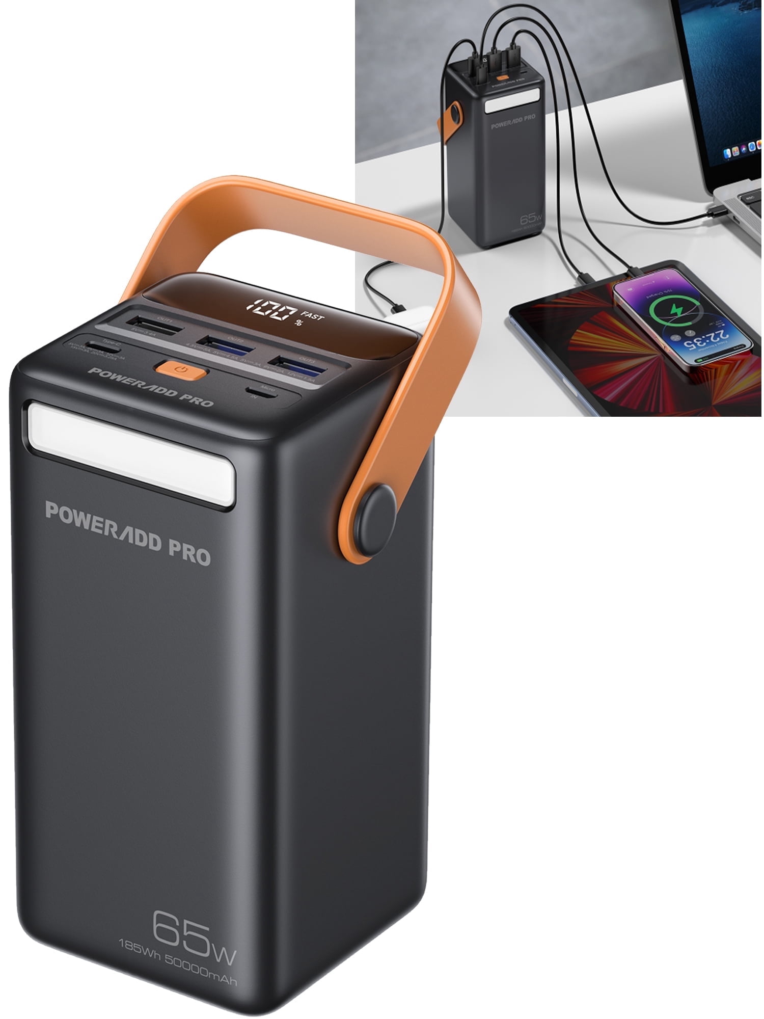 Portable Power Bank 50000mAh PD 65W, USB C Fast Charger with LED ...