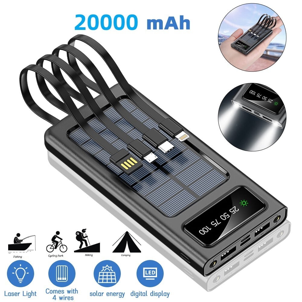 Power Bank,Kepeak 20000mAh Solar Portable Charger, Large Capacity Built ...