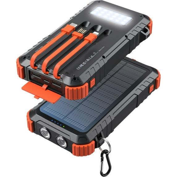 Power-Bank-Solar-Charger 45800mAh Fast Charging with 3 Built-in Cables ...