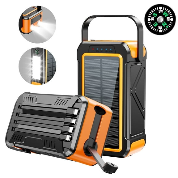 27000mAh Power Bank Solar Charger Built in 3 Cables Five Outputs 15W ...