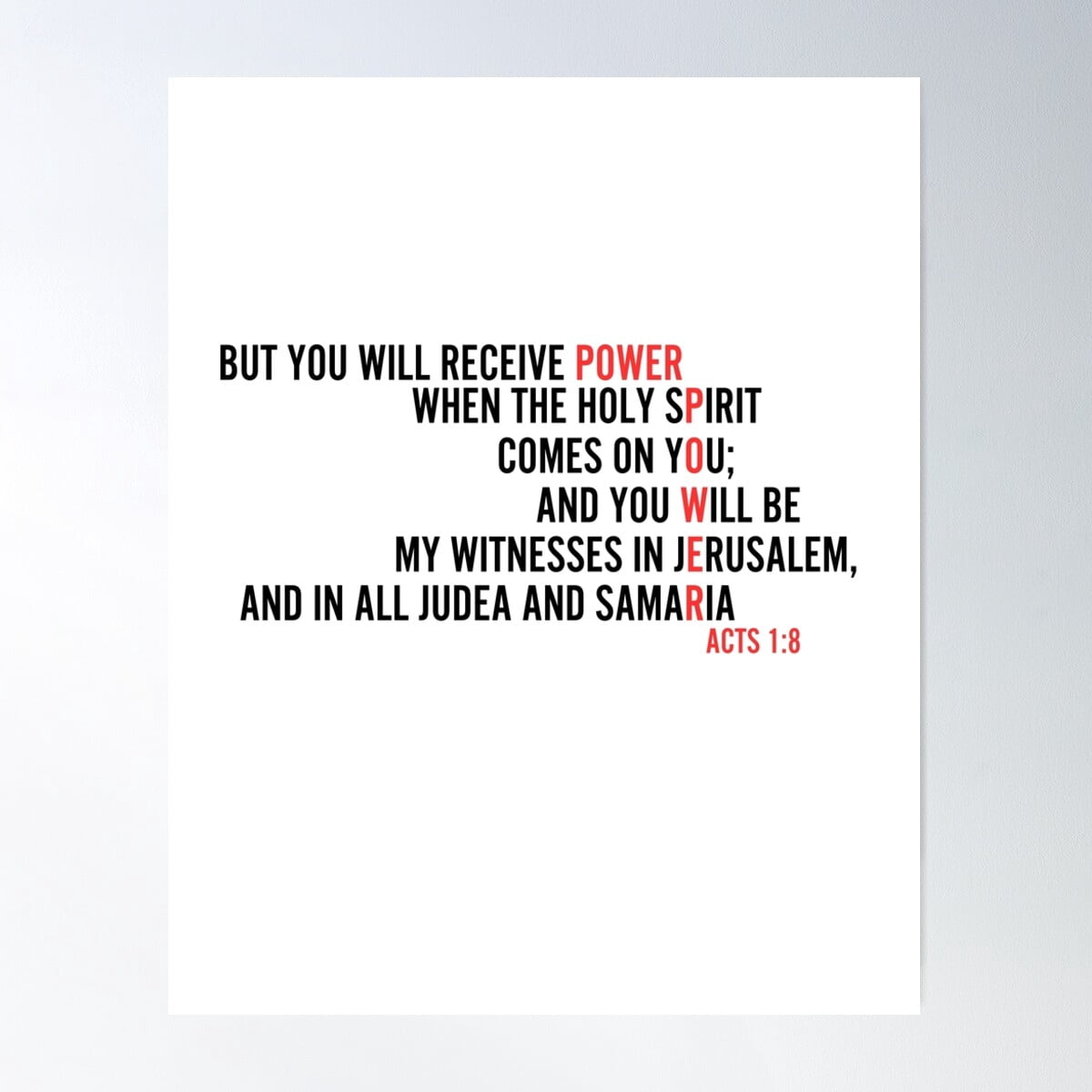 Power Bible Verse Acts1:8 Poster Wall Art, Modern Wall Decor For Living ...