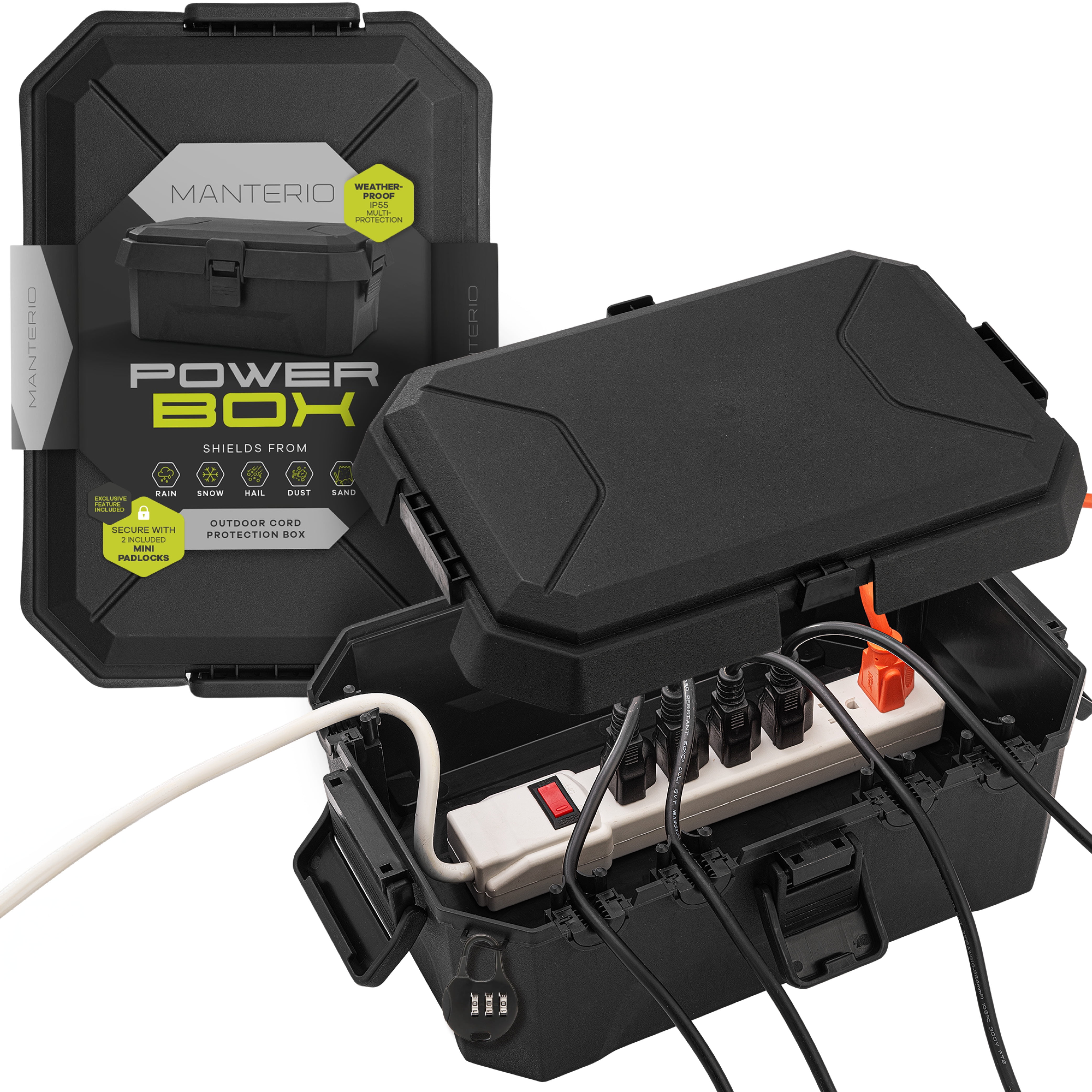 Power Box – IP55 Weatherproof Cord Connection Box – Heavy-Duty Outdoor ...
