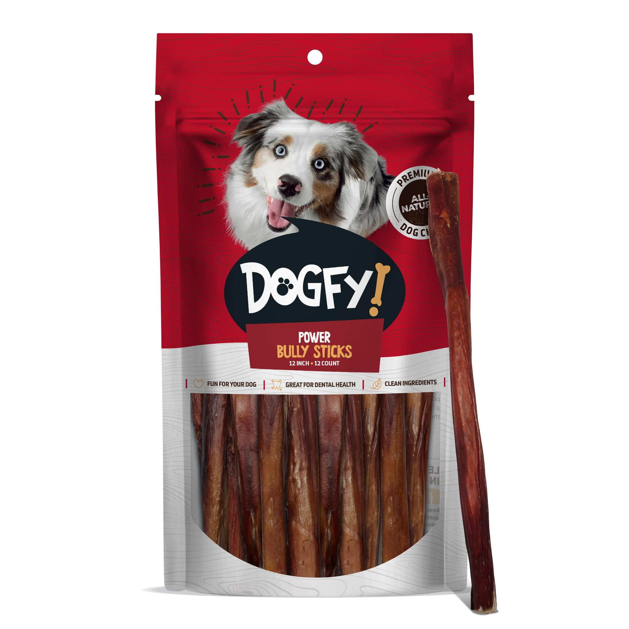 Power Bully Sticks Dog Chews (12”, 12-Pack), 2-In-1 Power Chews ...