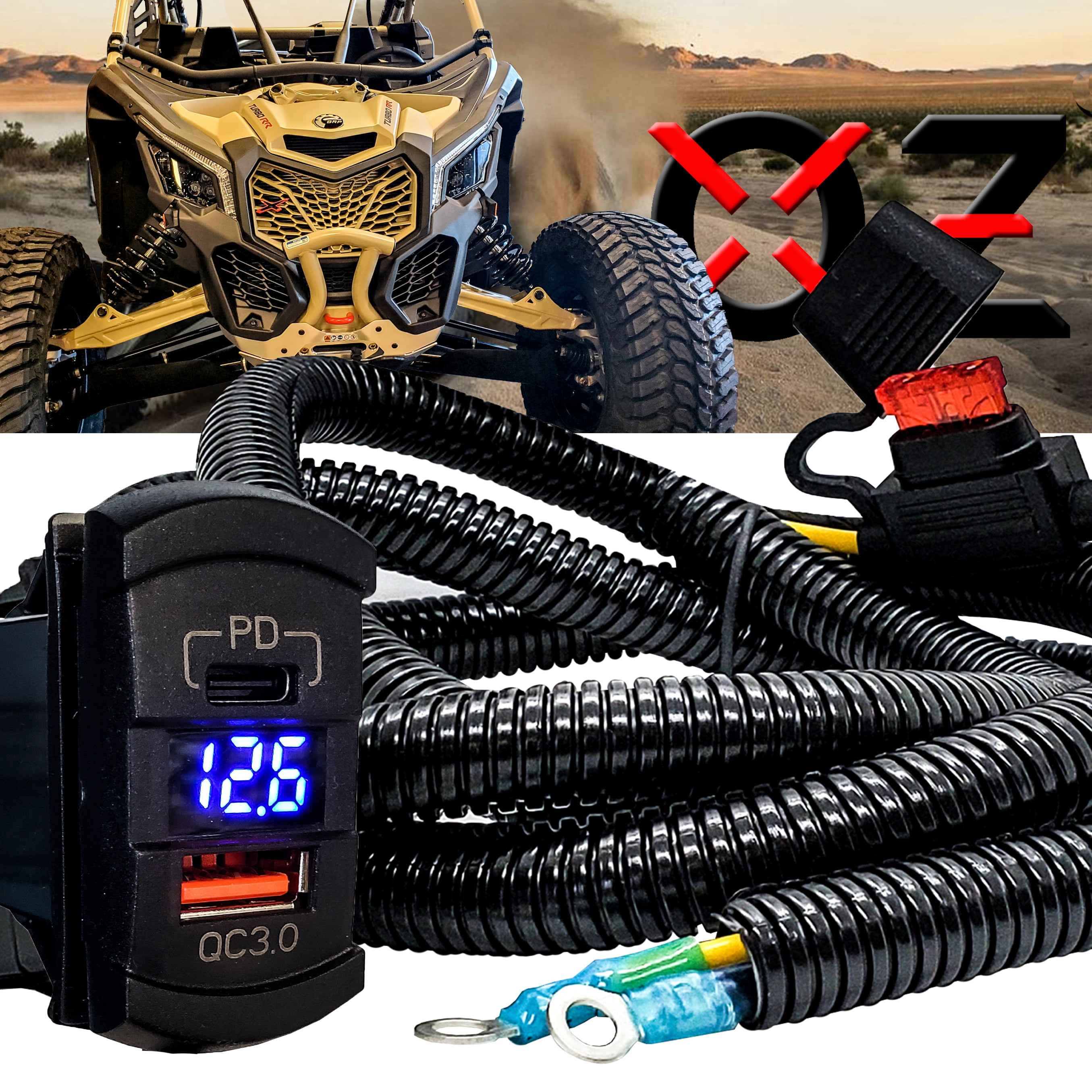 Power Bus Bar Harness Dual Fast Charge USB Port QC 3.0 USB-C PD with ...