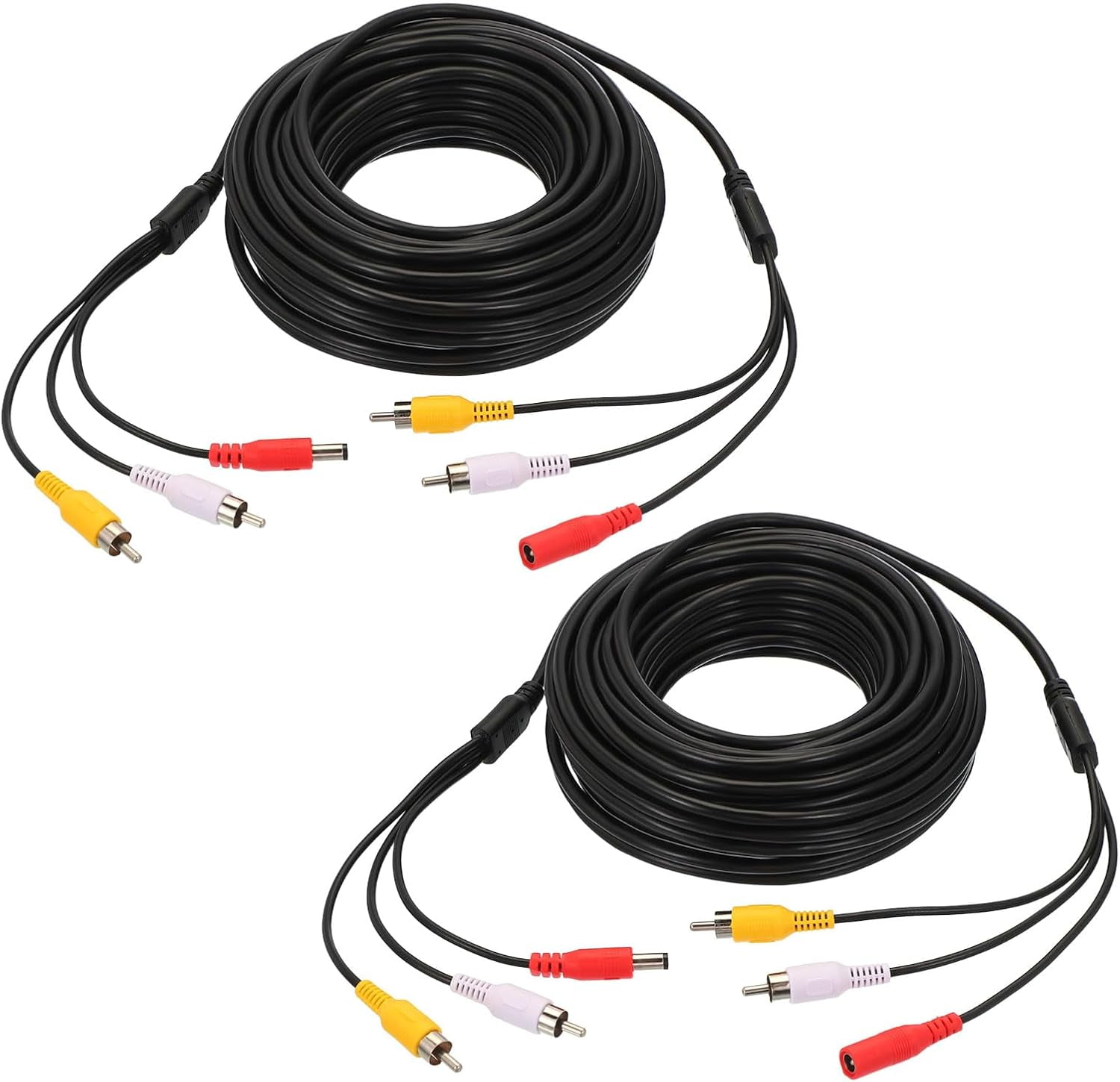 Power Cable 49.2Ft, 2 Pcs 2.1mm x 5.5mm RCA Male to Male Pigtail Barrel ...