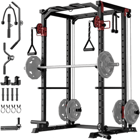 Mikolo Folding Squat Rack, Wall Mounted Power Rack with Pulley System ...