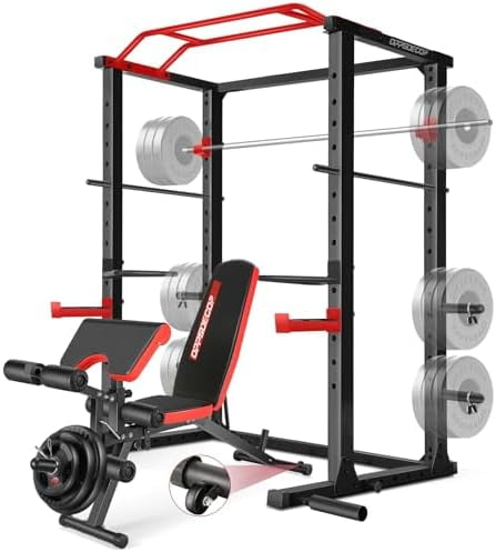 Power Cage, 1600lbs Power Rack with LAT-Pull Down System & Adjustable ...