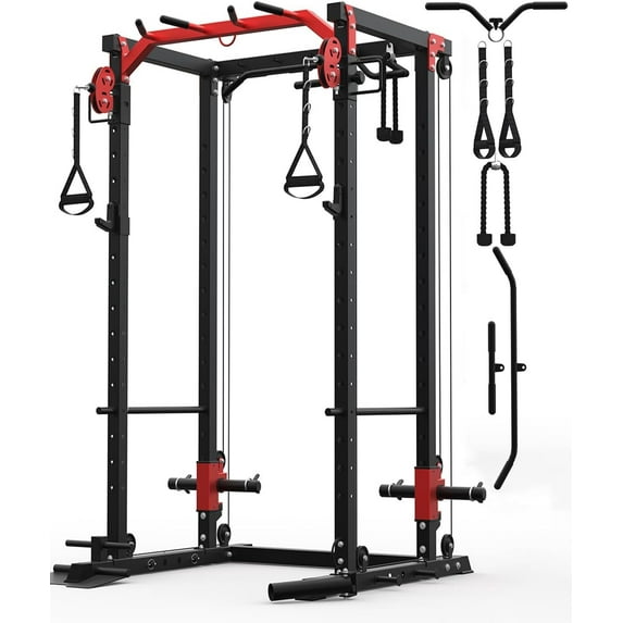 Power Cage, All-in-1 Home Gym with LAT Pulldown & Cable System, 2000LBS ...