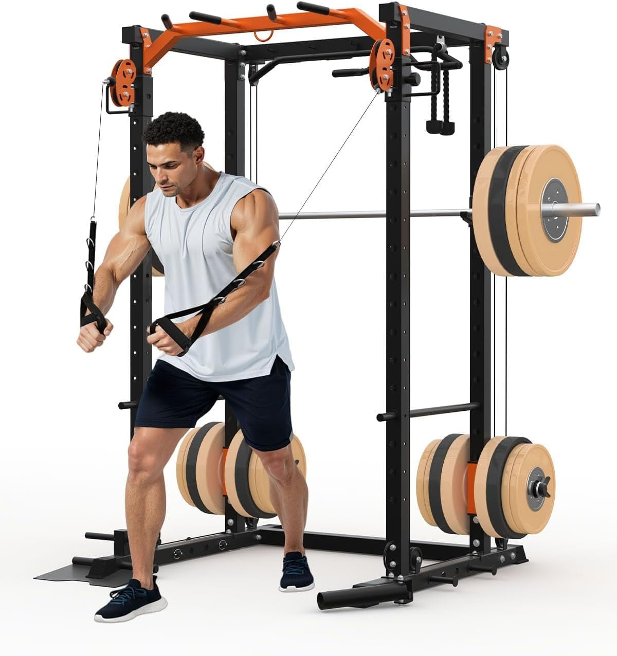 Power Cage, All-in-1 Home Gym with LAT Pulldown & Cable System, 2000LBS ...