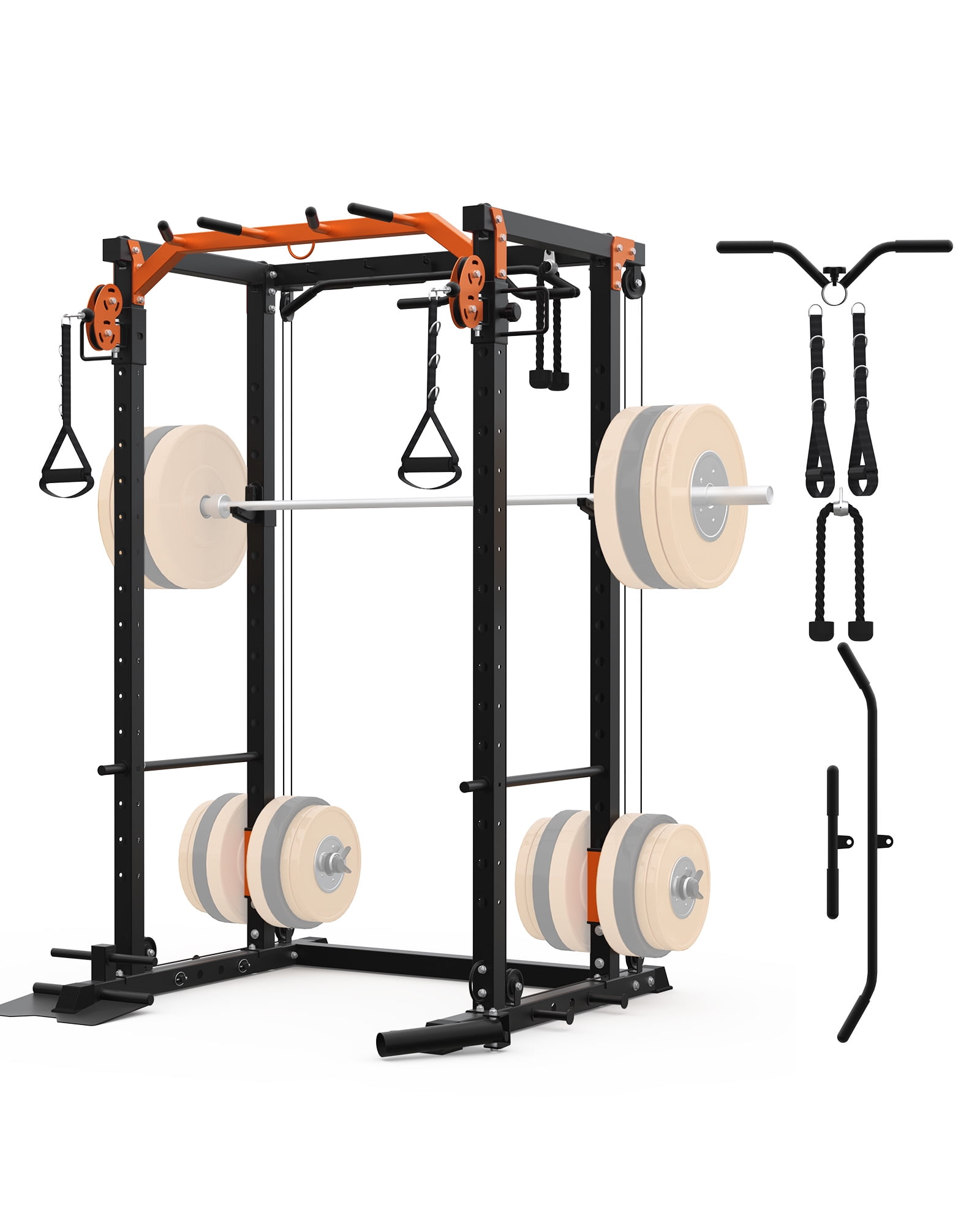 Power Cage with Cable Crossover & Lat Pulldown System, 2000LBS Capacity ...