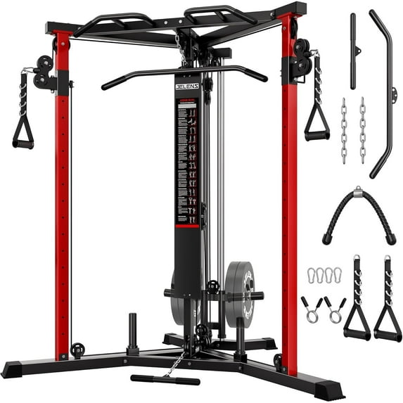 Power Cage with Cable Crossover System,Functional Trainer with High and ...