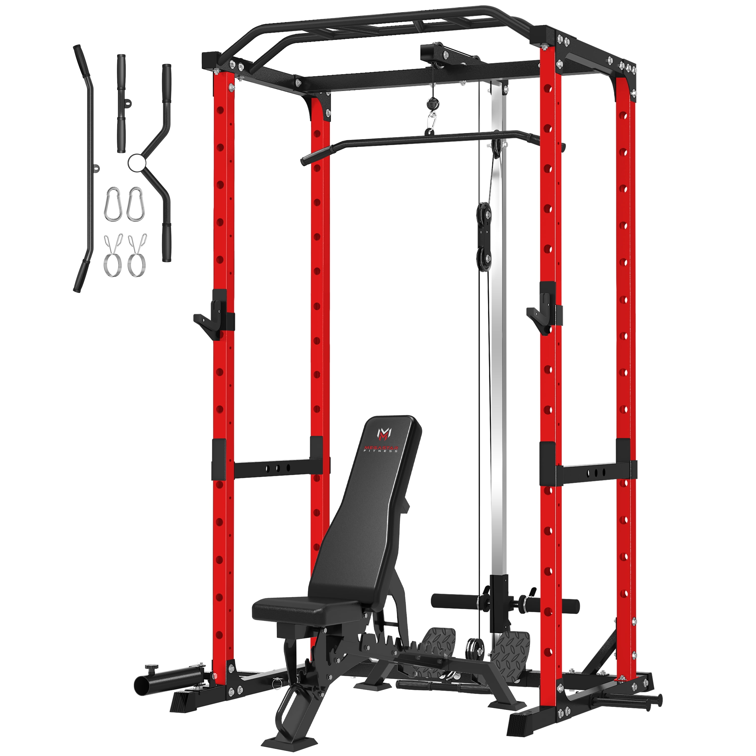 Power Cage Home Gym Package, 1600LBS Capacity All-in-One Power Rack ...