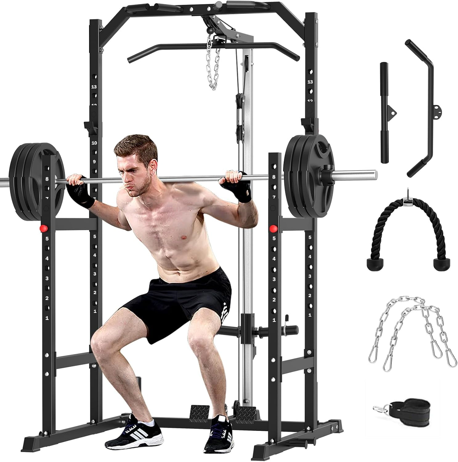 Power Cage, Multi-Function Power Rack with Pulley System Strength ...