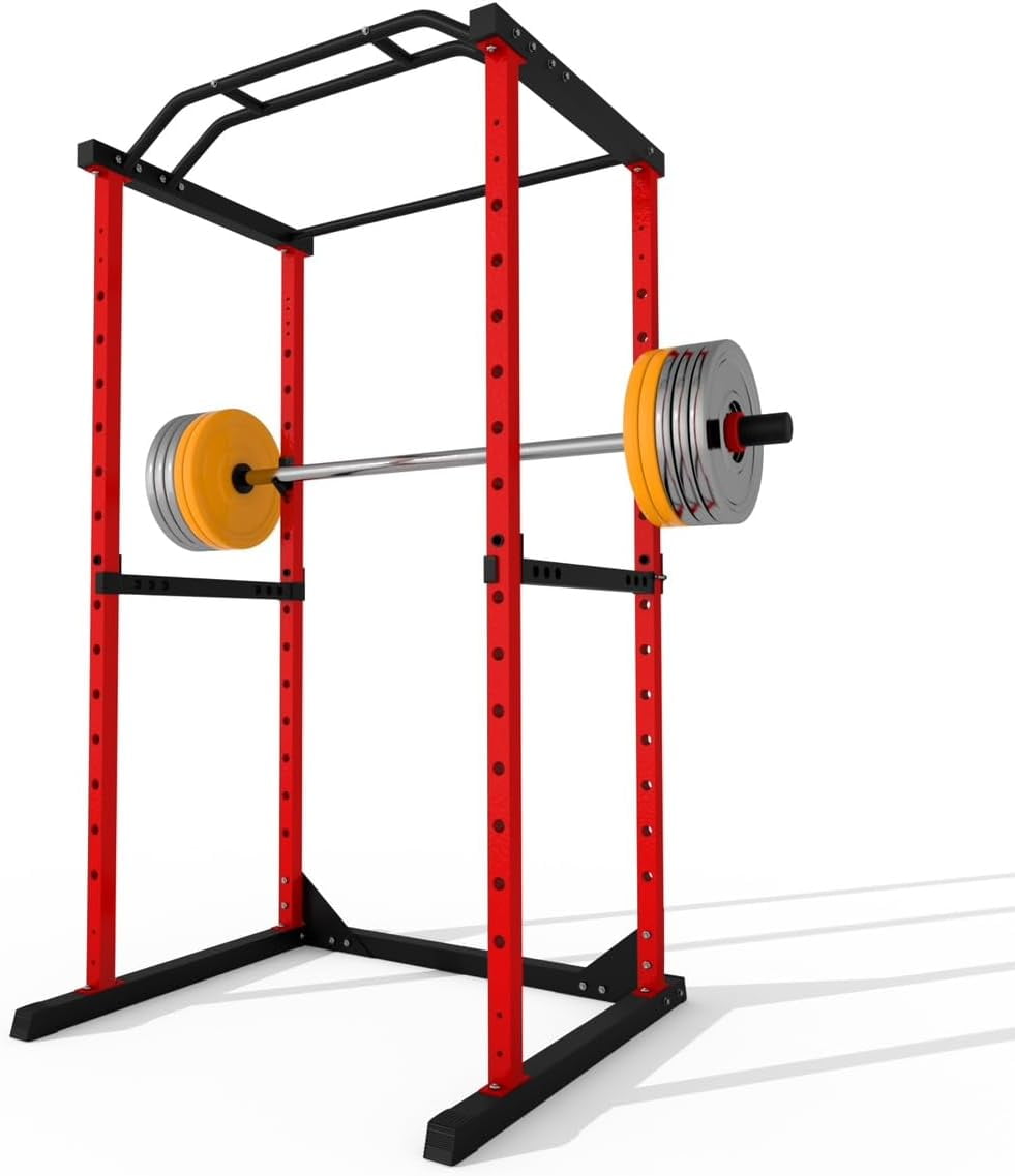 Power Cage Squat Rack, 1200 lbs Capacity, Squat Machine with Dip Bars ...