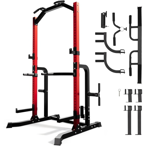 Power Cage Squat Rack with Pull-Up Bar & Dip Station, Multi-Functional ...