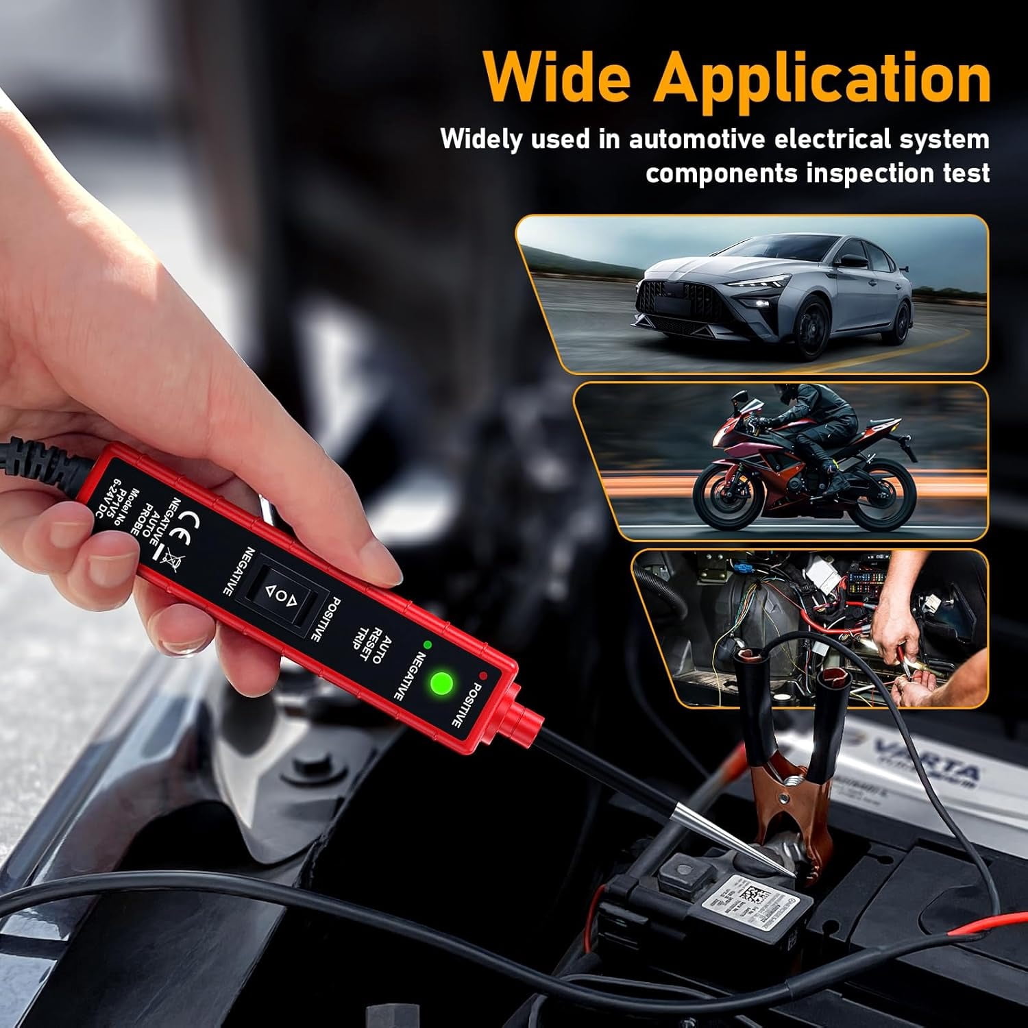 Power Circuit Probe Tester, 6-24V DC Automotive Test Light 12 Volt with ...