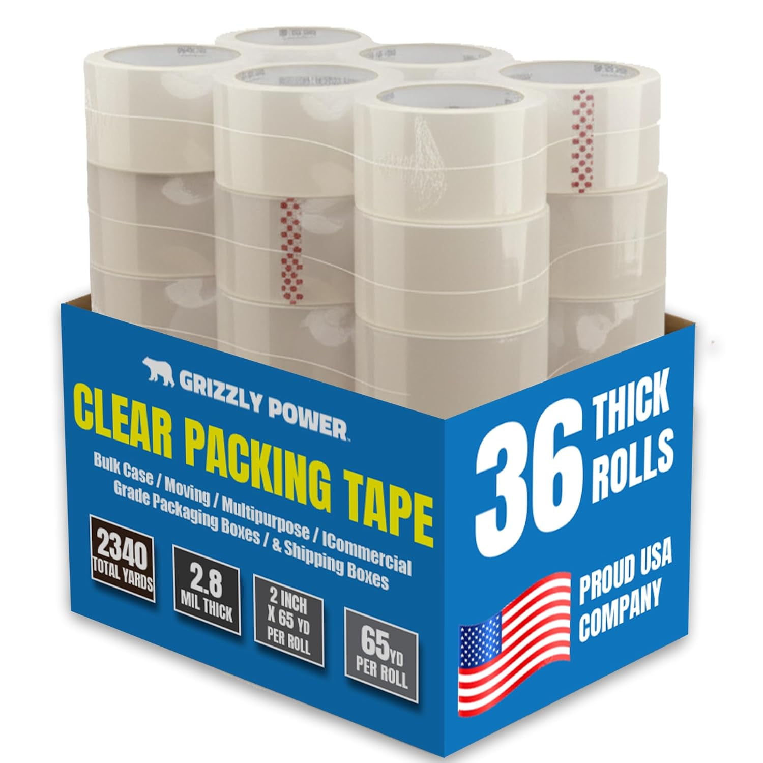 Power Clear Packing Tape Refill Rolls for Shipping, Moving, Packaging ...