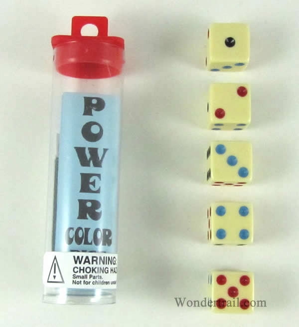 Power Color Dice Game Ivory Opaque with Black Blue and Red Six Sided ...