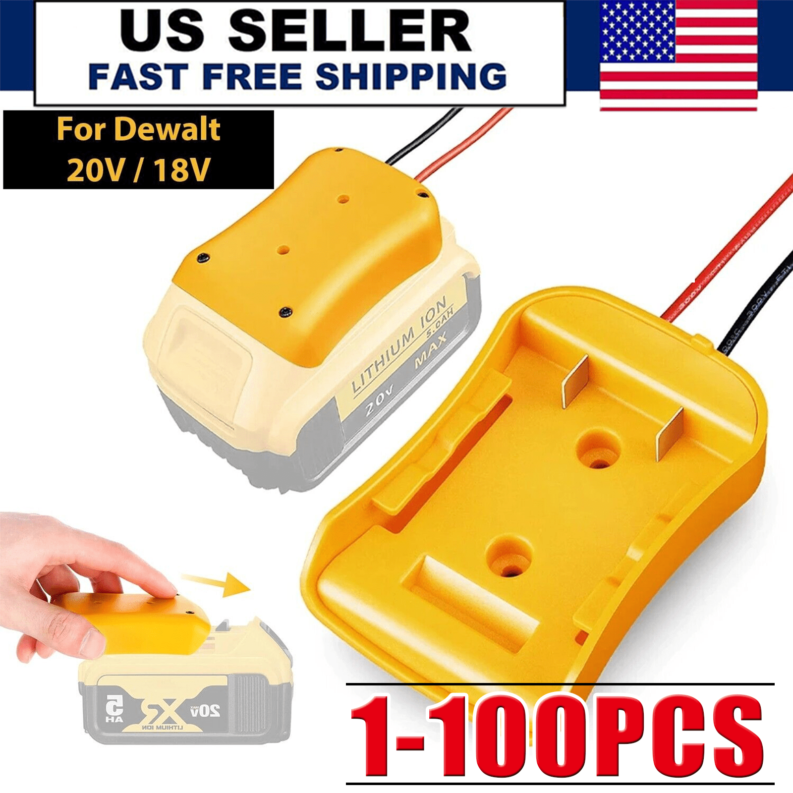 Power Connector DIY Battery Adapter Holder Dock For 18V/20V Max Battery ...