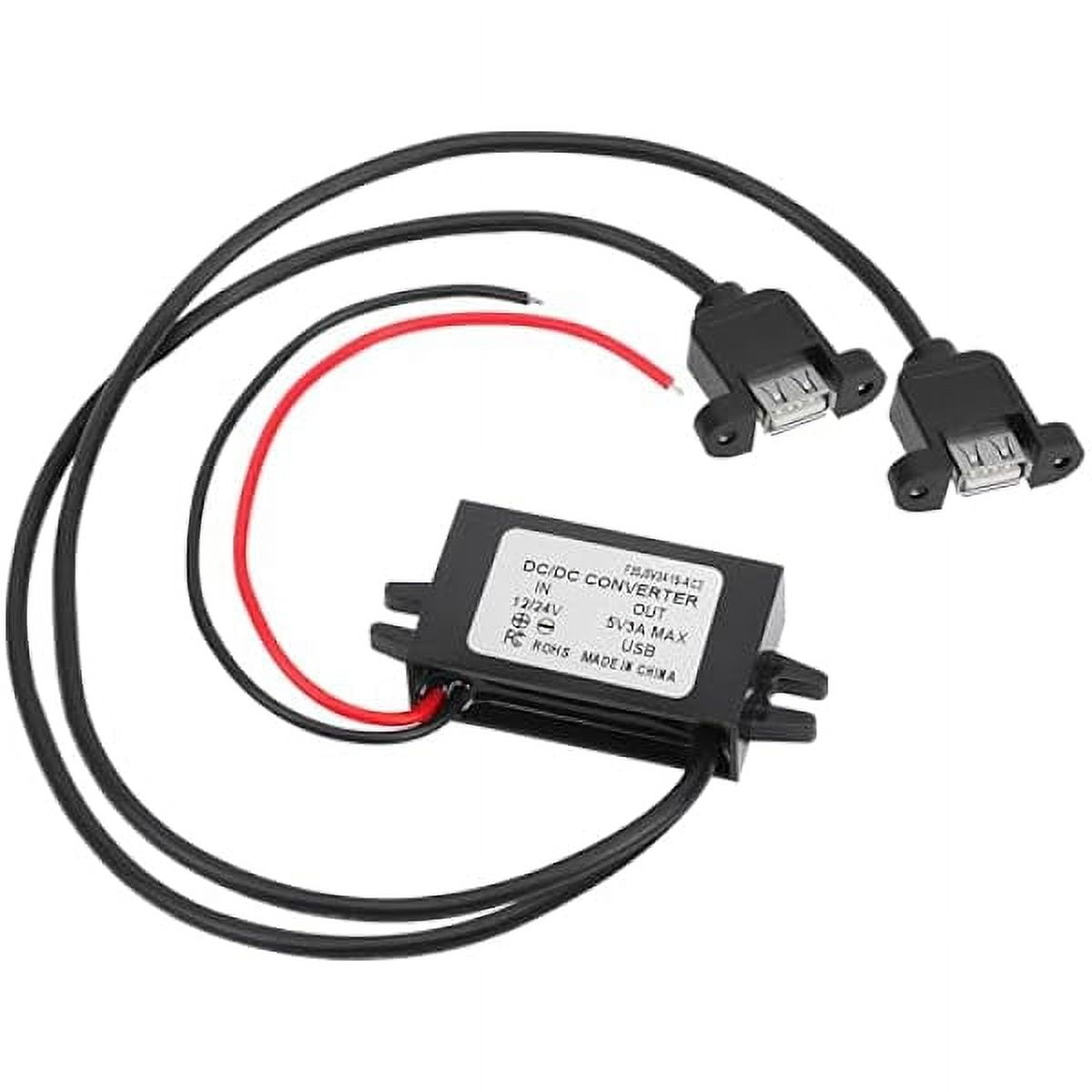 Power Converter Charger DC 12V/24V to 5V - Dual USB Female Interface DC ...