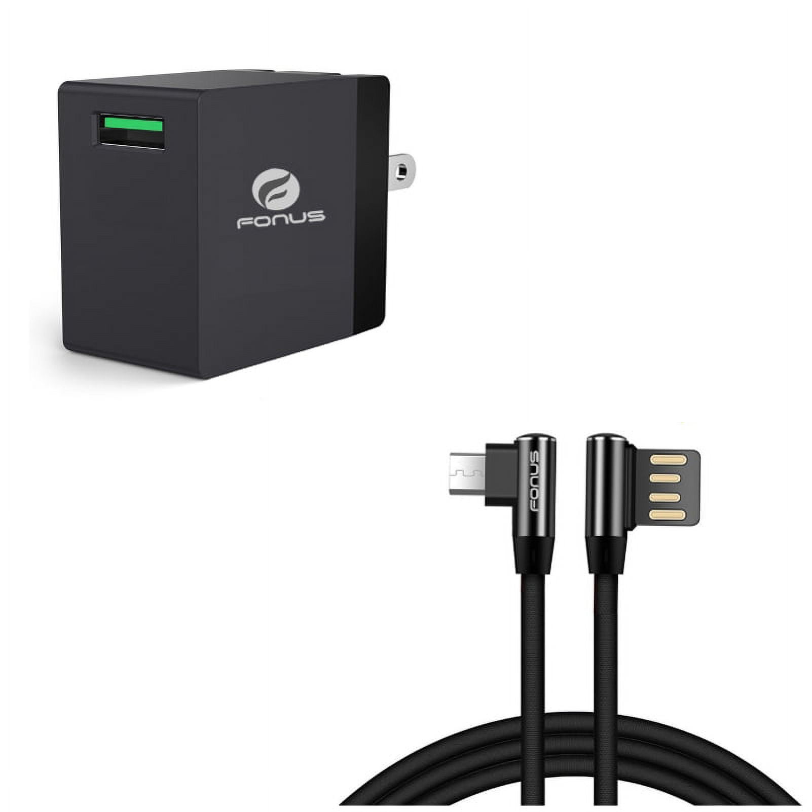 Power Cord 10ft Angle USB Cable w USB 18W Fast Home Charger D3O for ...