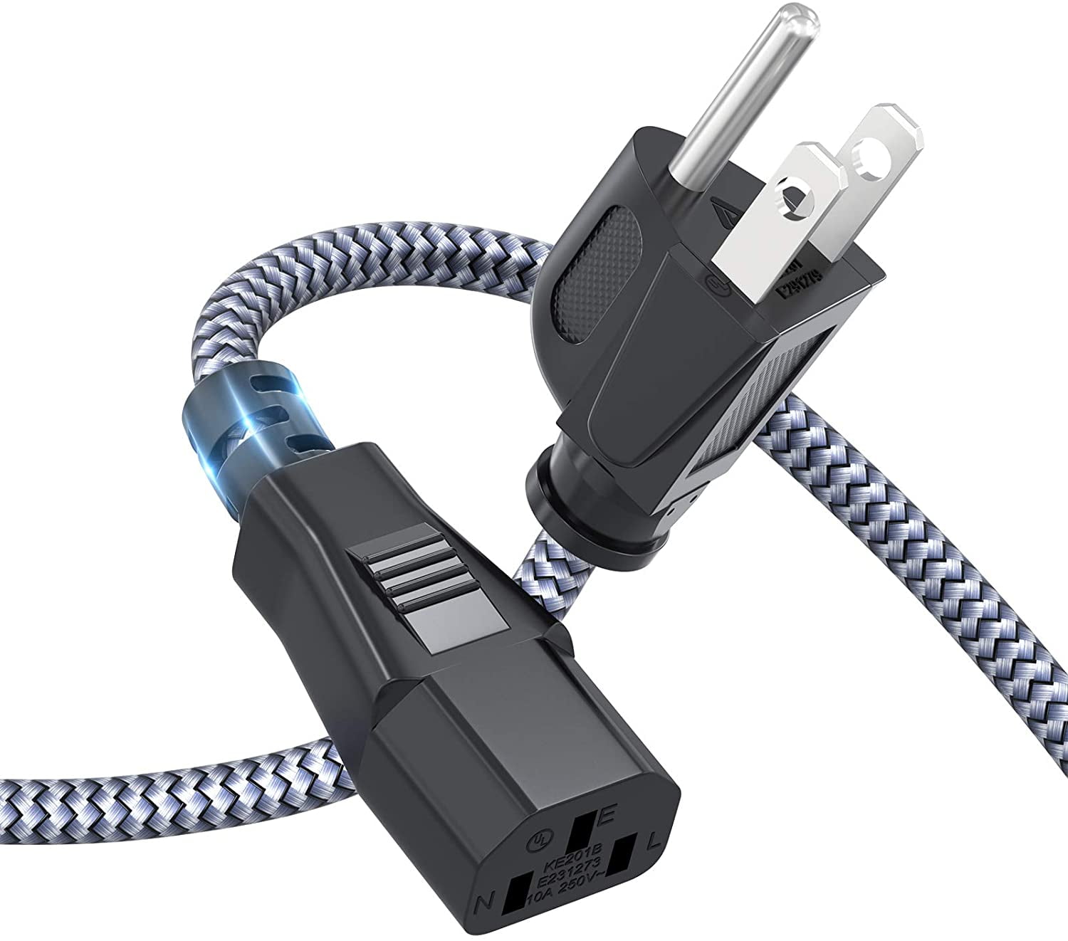 Power Cord, 3.3Ft/1M Tv Power Cord 10A 250V Power Cable Ul Certified ...