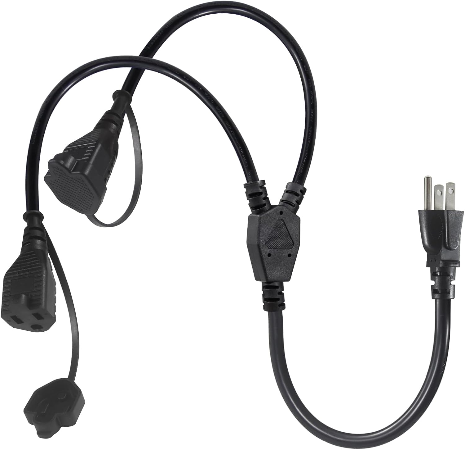 Power Cord Extension Splitter, 1 to 2 Outlet Y Splitter Cable, 2.5FT 2 ...