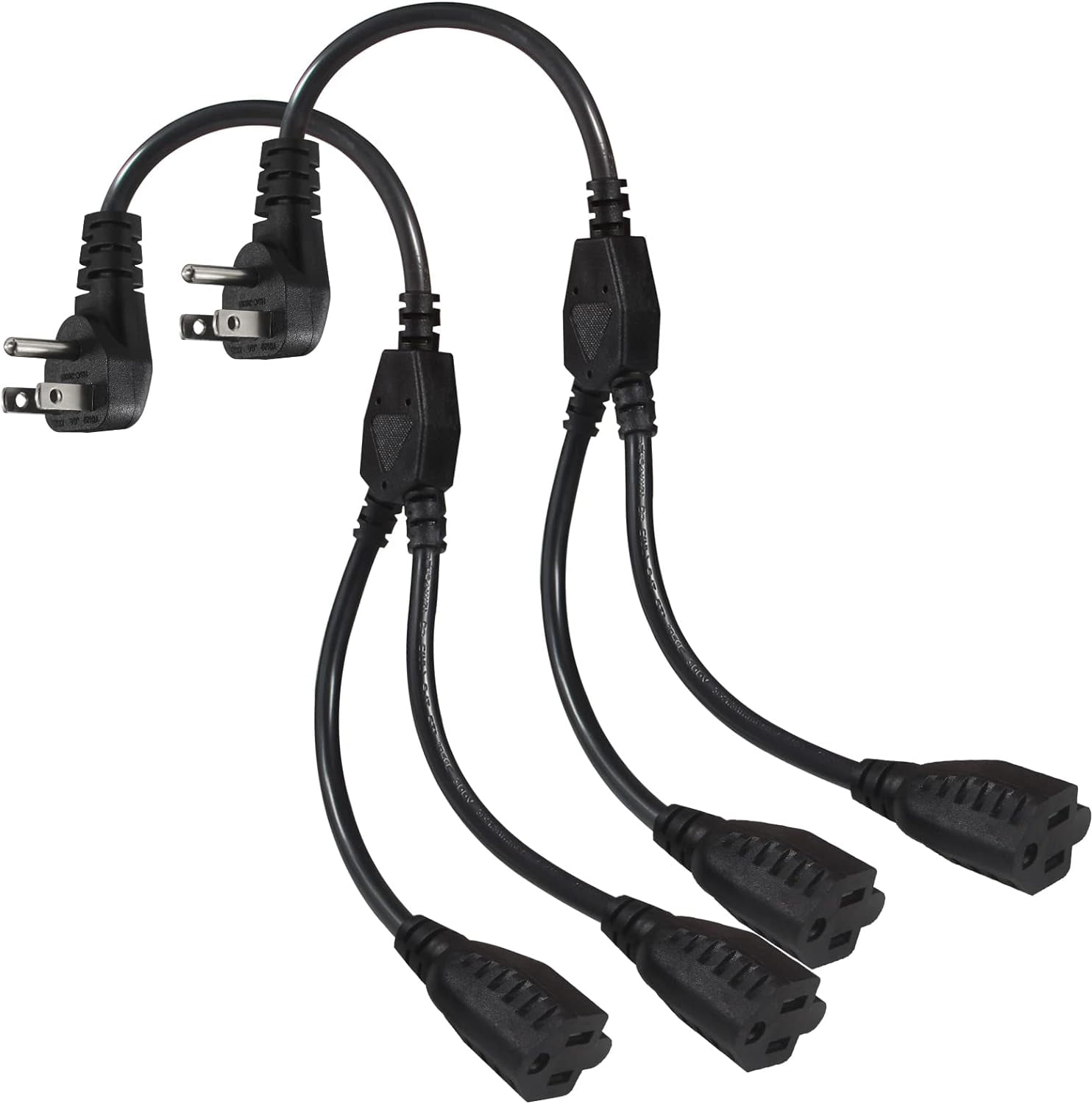 Power Cord Extension Y Splitter - 1 to 2 Way Outlet Adapter NEMA 5-15P ...