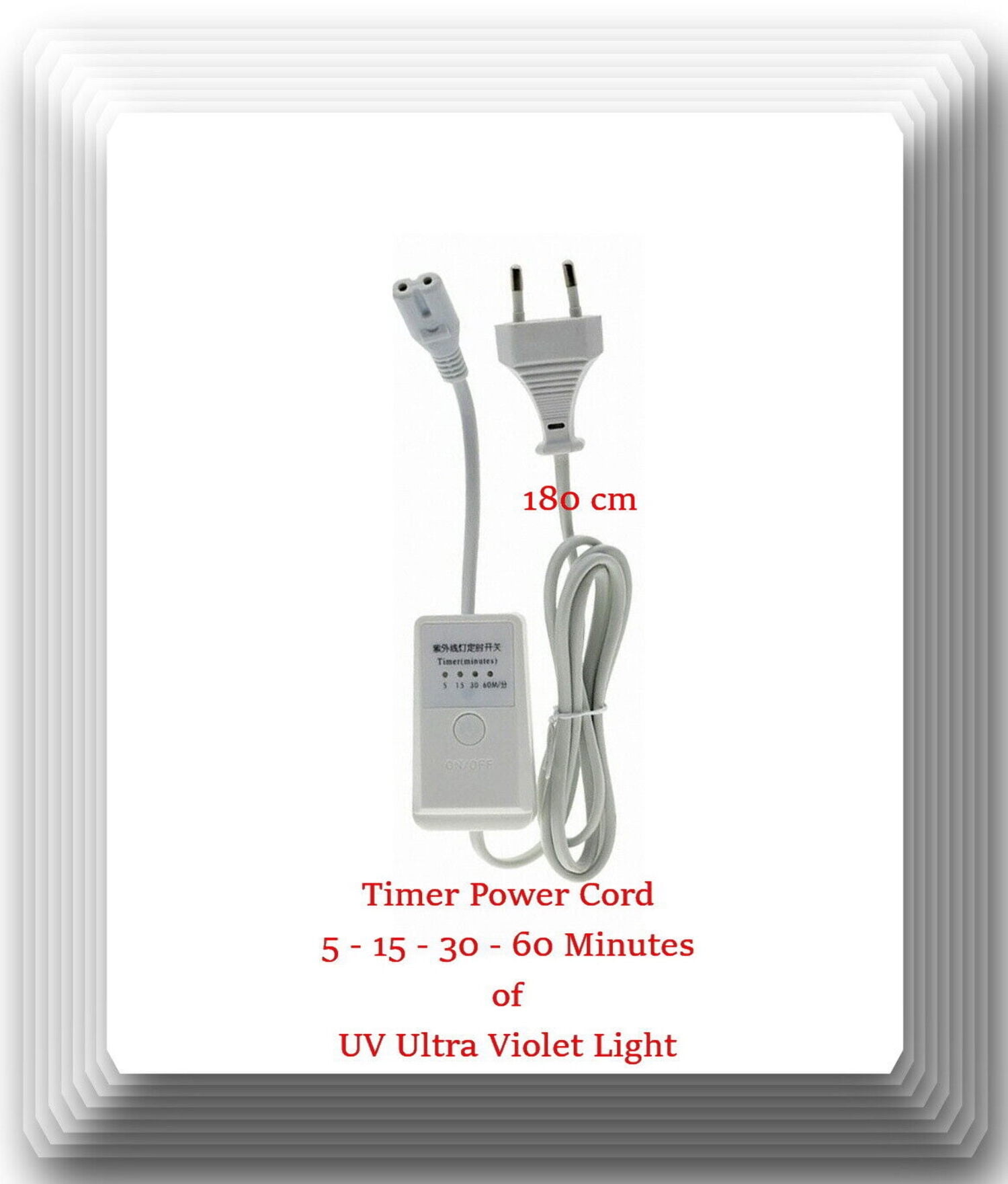Power Cord W/Timer 5 sec Delay, 5-15-30-60 Minutes T Model UV ...