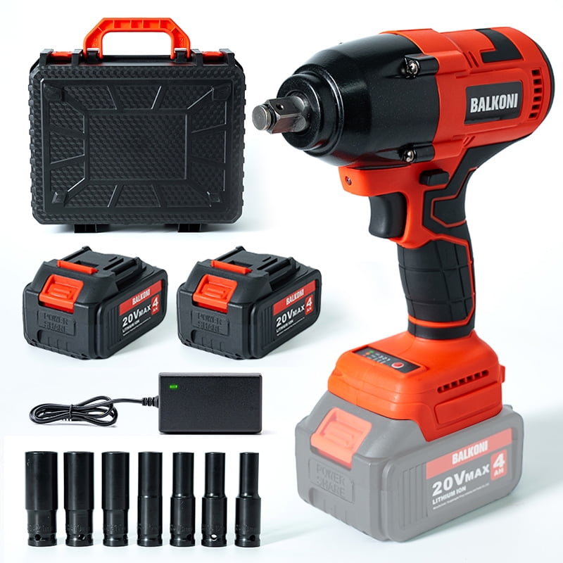Power Cordless Impact Wrench 1/2", 20V Impact Brushless Motor with 2 x ...