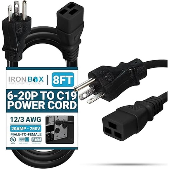 Power Cords Rated 20A, 250V, 12/3 AWG - UL Listed Extension Cable ...