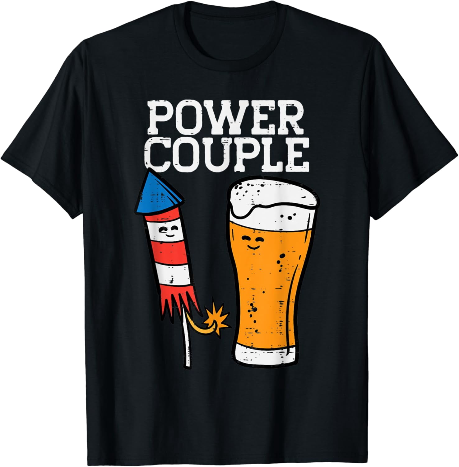 Power Couple Firework Funny 4Th Of July Patriotic Men Women T-Shirt ...
