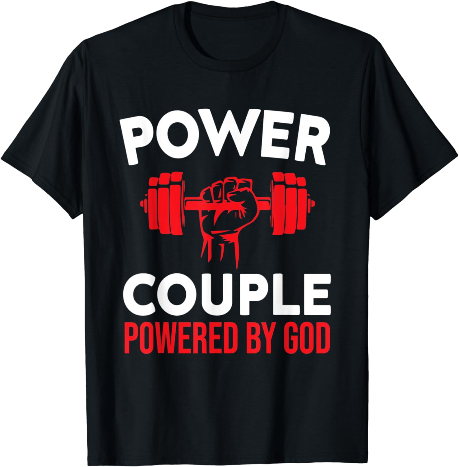 Power Couple Powered by God Valentine's Day Couples Costumes T-Shirt ...
