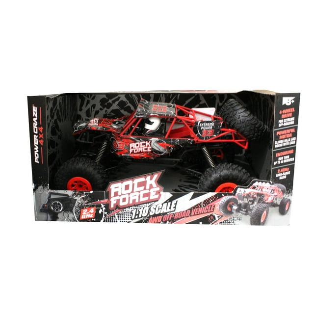 Power Craze Rock Force 4x4 RC AWD Off-Road Vehicle 1:10 Scale Red/Black ...