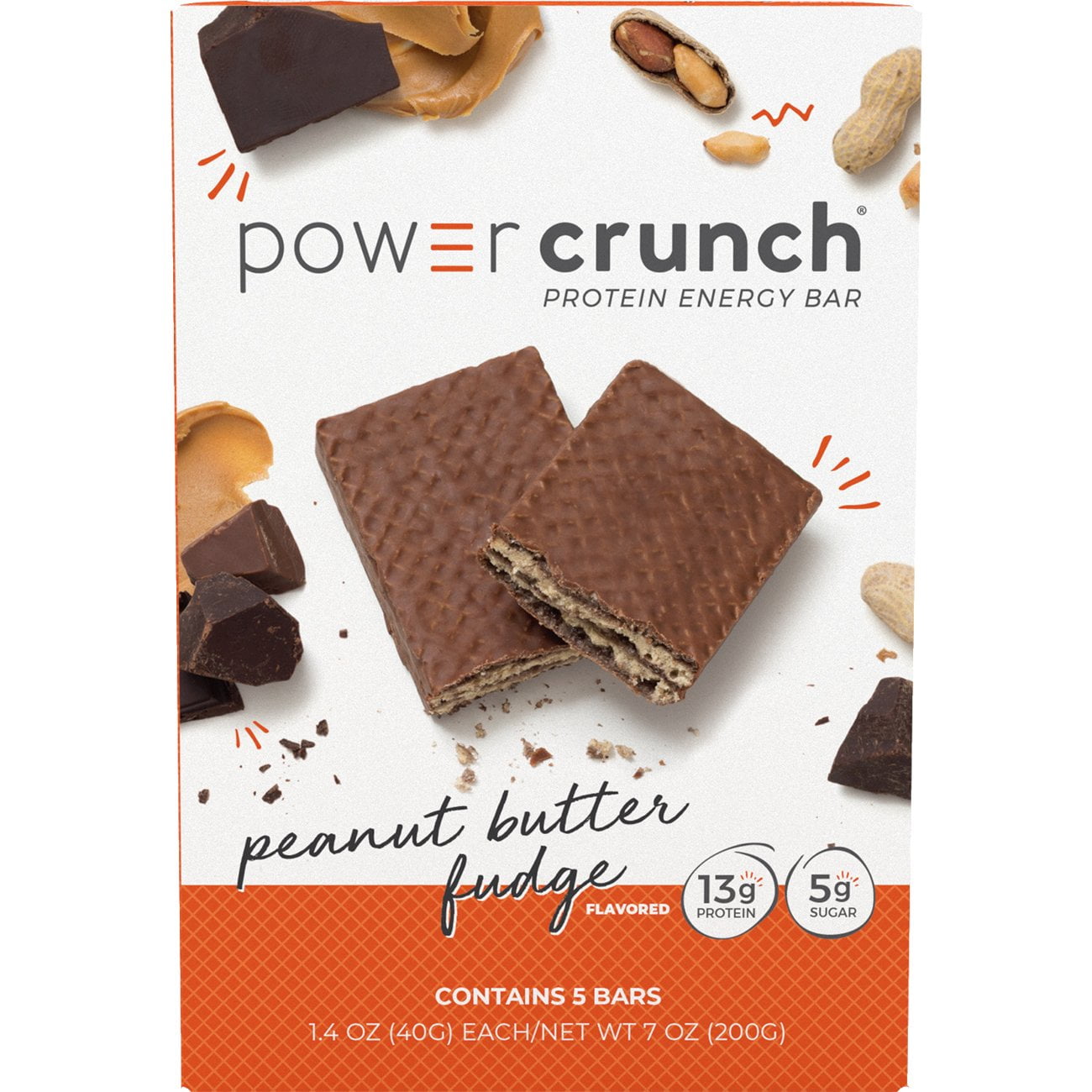 Power Crunch 13g Protein Energy Bars - Peanut Butter Fudge - 5 ct ...