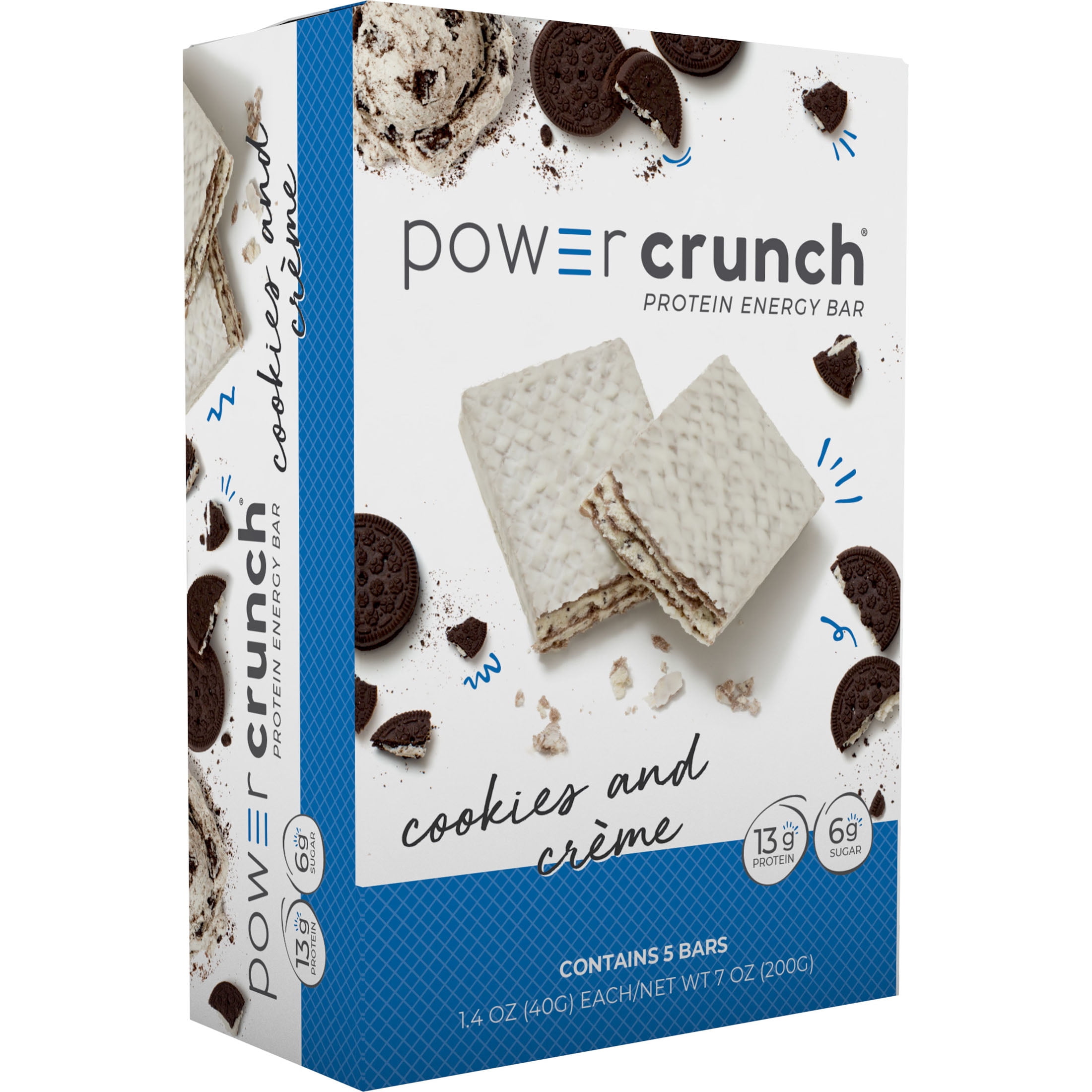 Power Crunch ORIGINAL Protein Energy Bar Cookies and Cream, 7 oz, 5 ...