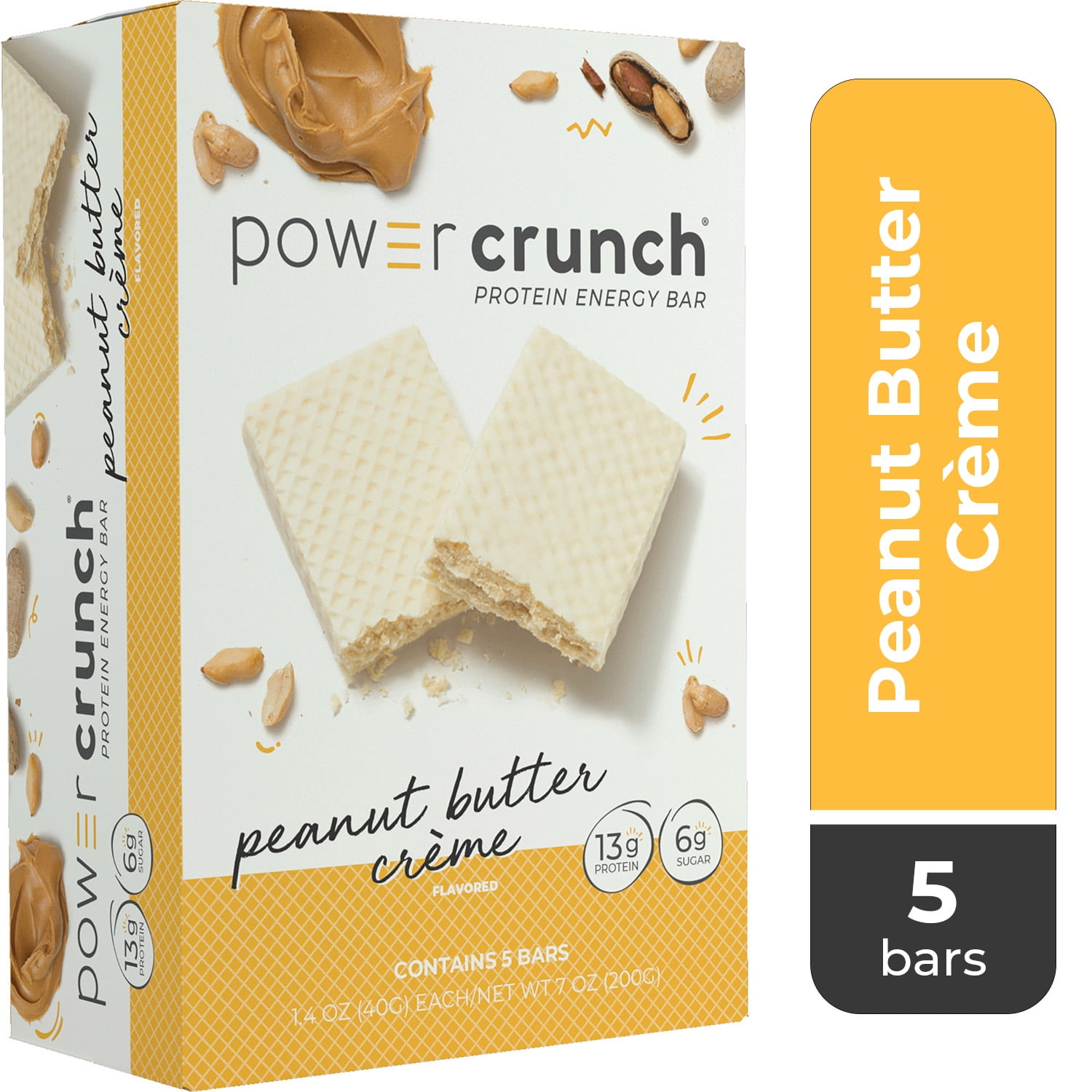 Power Crunch Peanut Butter Creme Protein Energy Bars, 5 Ct Box, 1.4oz ...