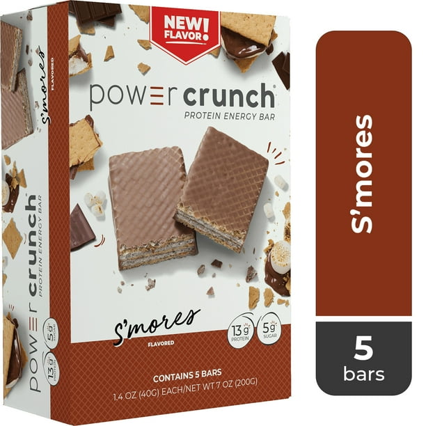 Power Crunch Original Protein Energy Bars, S'mores, 5 Ct Box, 1.4 oz ...