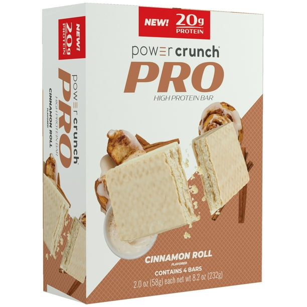Power Crunch PRO Cinnamon Roll High Protein Bar, 20g Protein, 2 oz, 4 ...