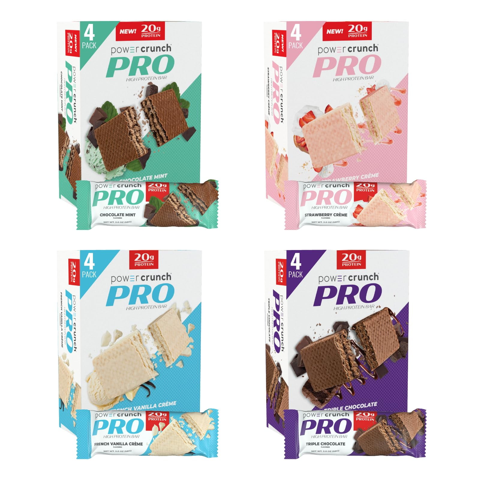 Power Crunch PRO Protein CM31 Wafer Bars, Variety Pack, in 4 Flavors 2. ...