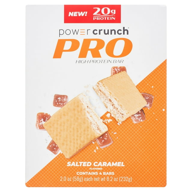 Power Crunch PRO Salted Caramel High Protein Bar, 20g Protein, 2 oz, 4 ...