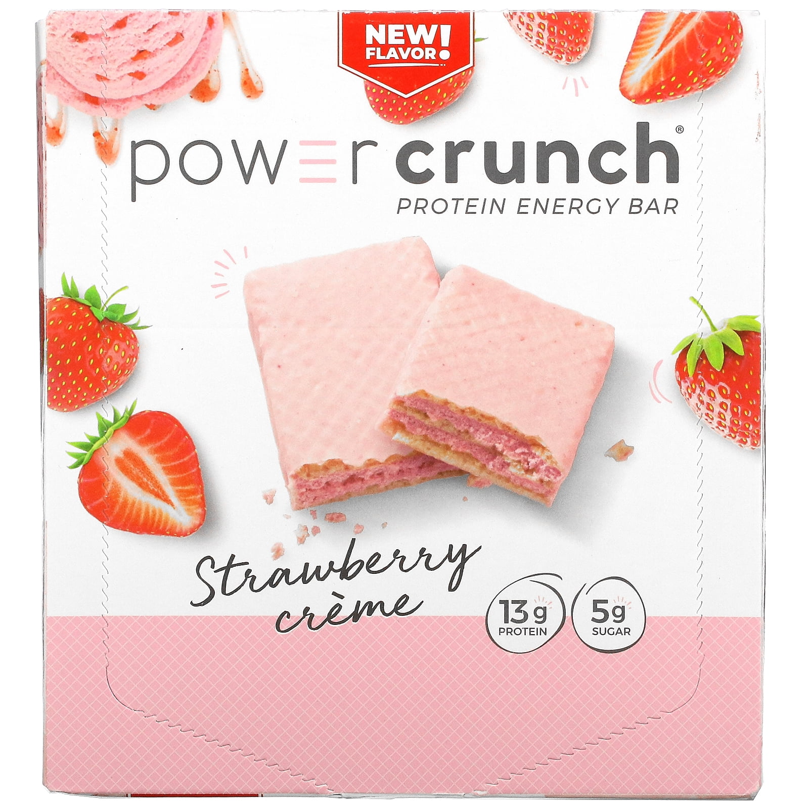 Power Crunch High Protein Energy Bar, Creamy Strawberry Creme, 1.4 oz ...