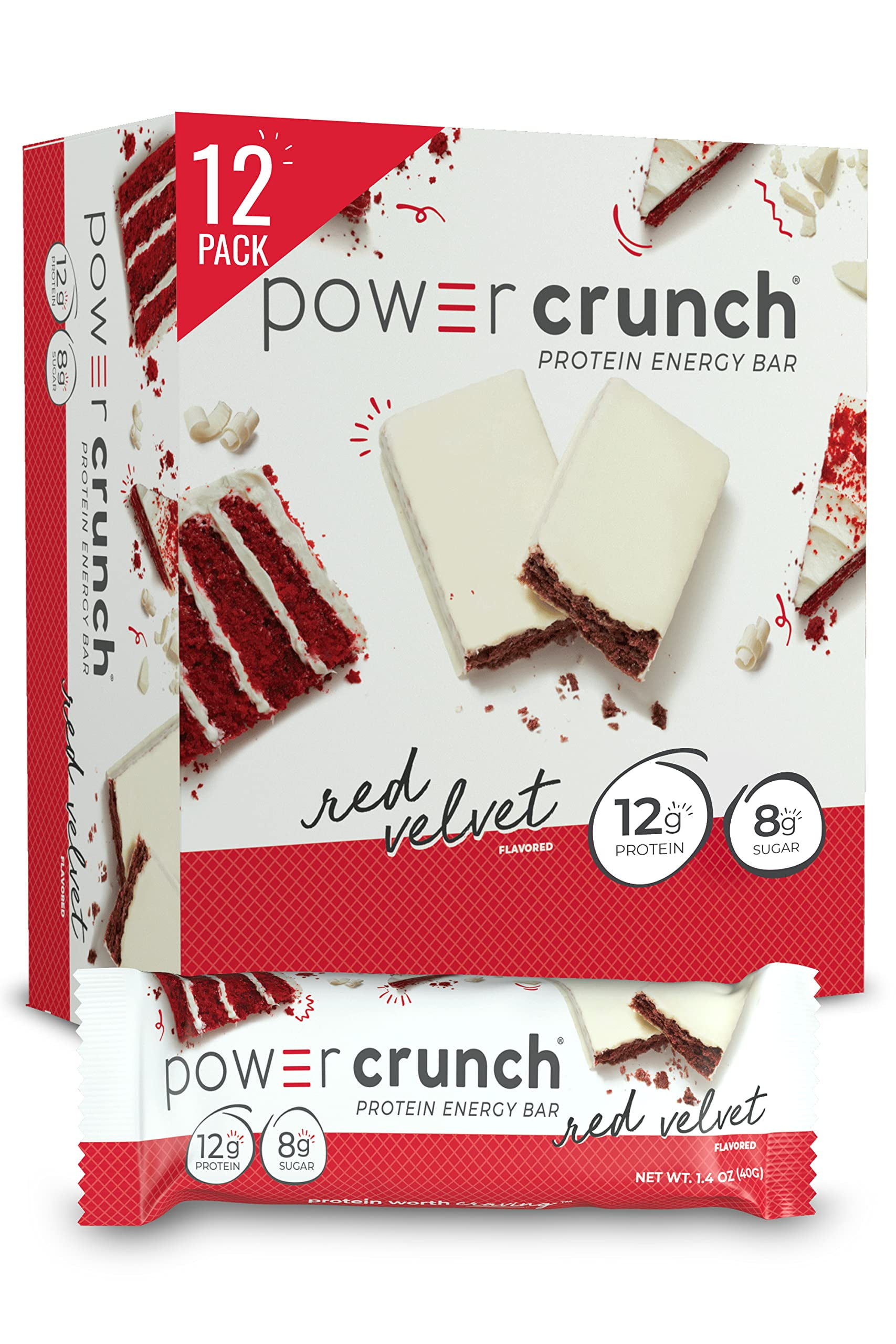Power Crunch Protein Wafer DMF15 Bars, High Protein Snacks with Delicious Taste, Red Velvet, 1.4 ...