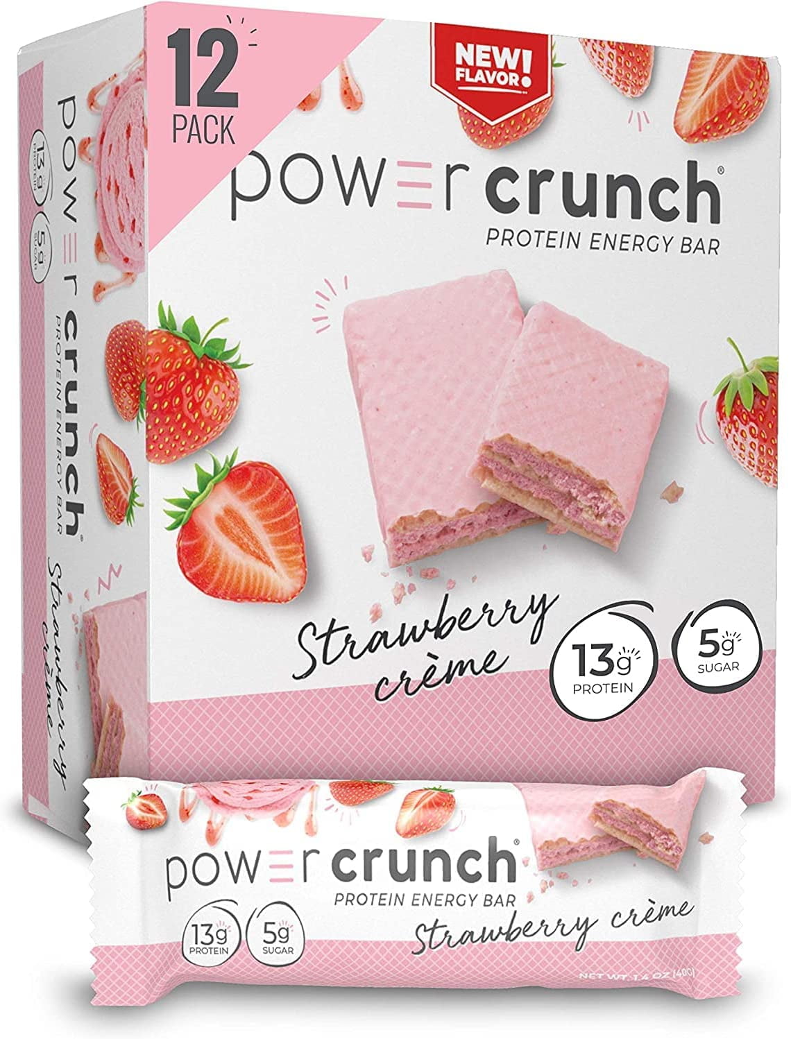 Power Crunch High Protein Bars, Strawberry Creme, 1.4 oz, 12 Count ...