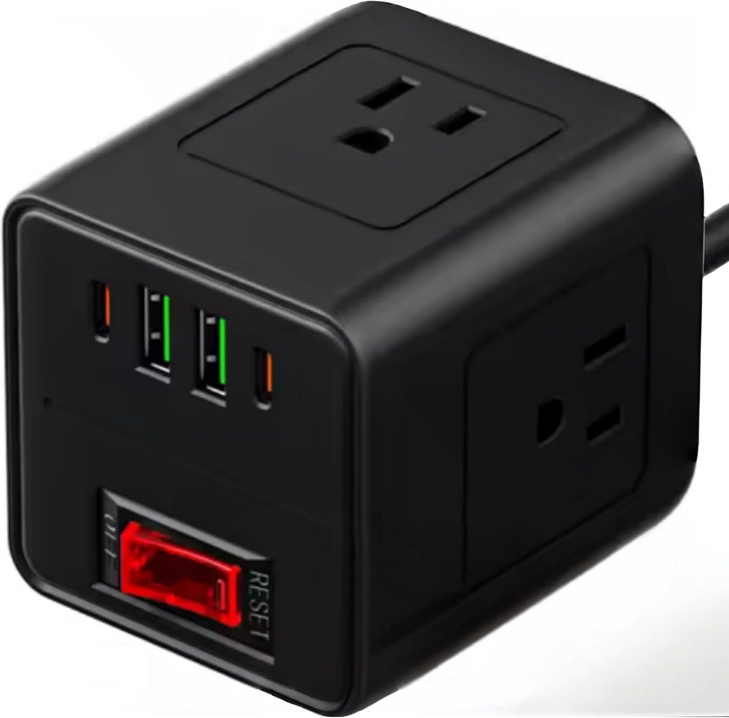 Power Cube - Compact Power Strip with 3 AC Outlets & 4 Ports with 2 C ...