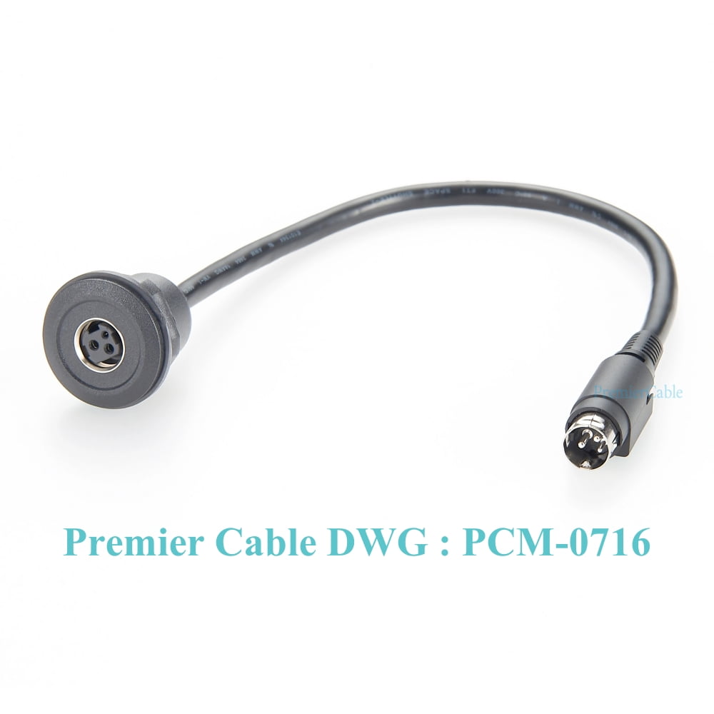 Power DIN 3Pin Male to Female Extension Cable Flush Panel Mount ...