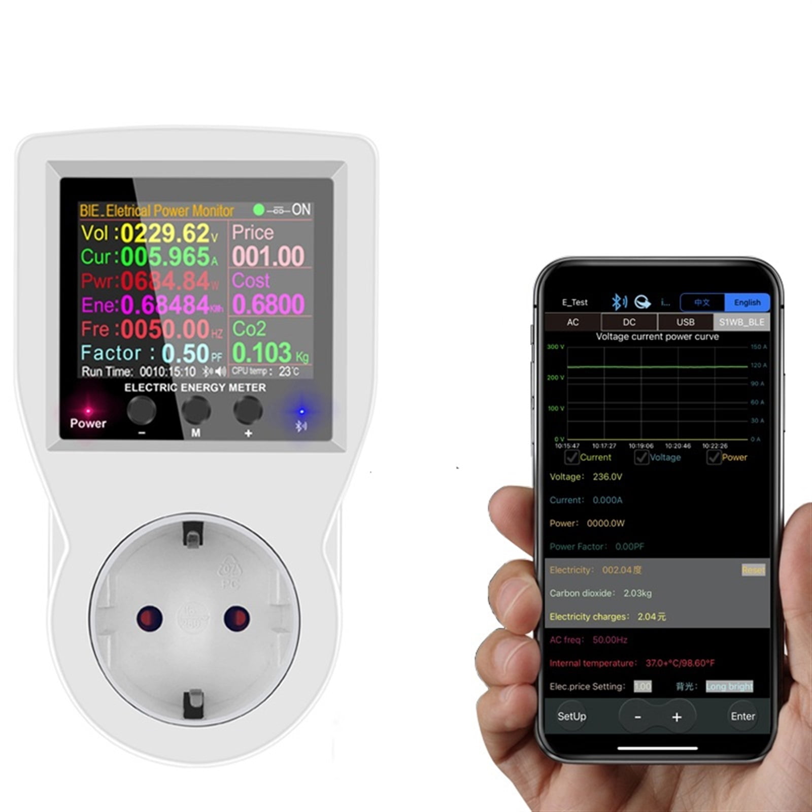 Power Digital Wattmeter Meter Electricy Consumption Energy Meter Power ...