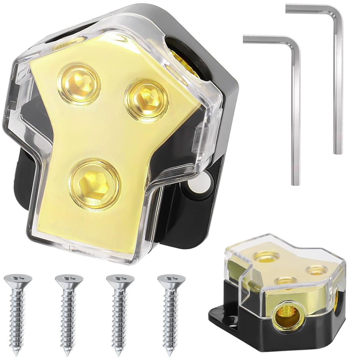 Power Distribution Block 2 Way Block Car Audio 12V,0/2/4 AWG Gauge in,4 ...