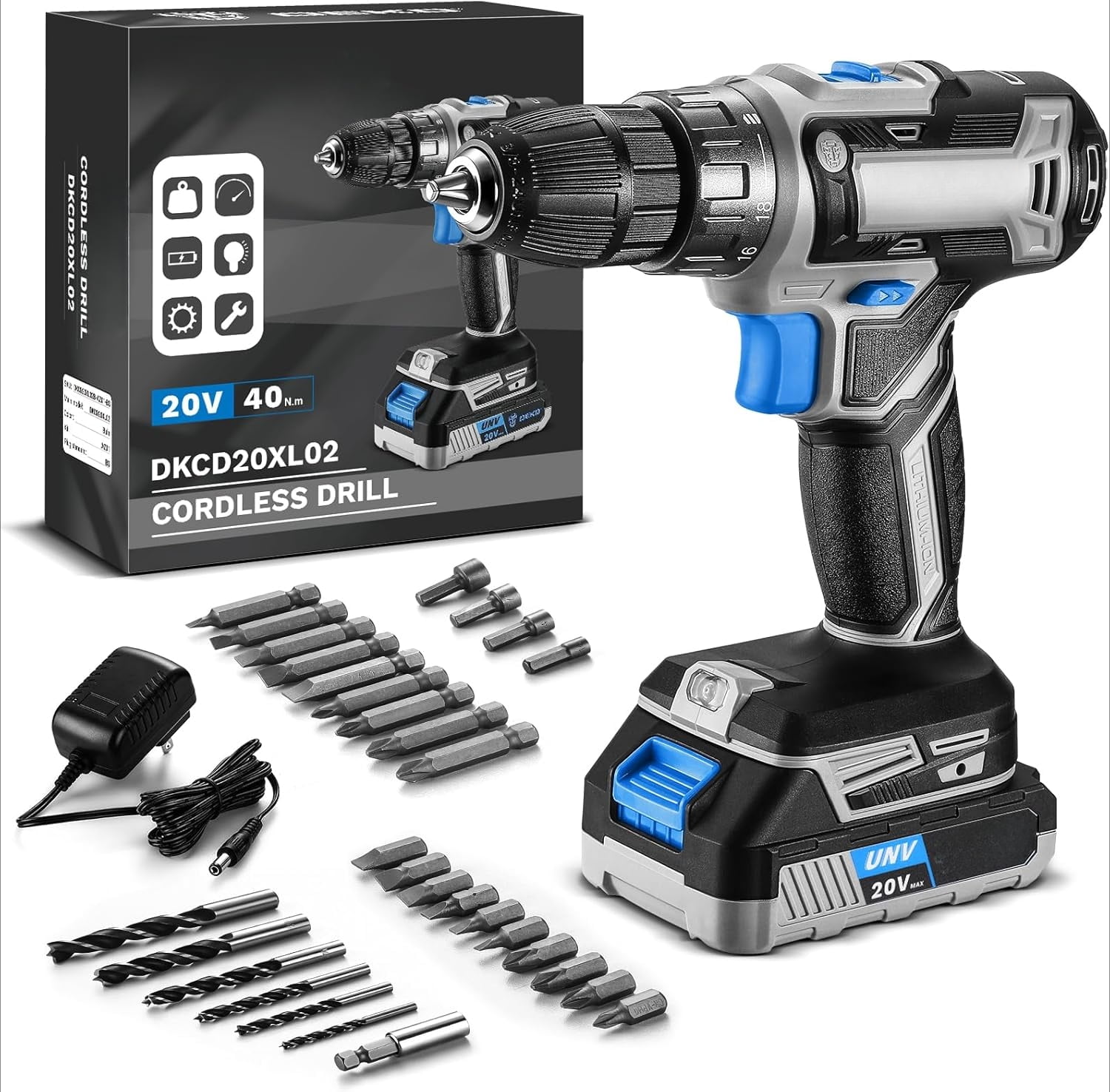 Power Drill Cordless:Cordless Drill 20V Electric Power Drills Set Tool ...