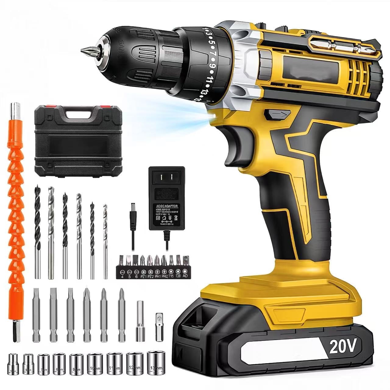 Power Drill Driver Kit, Cordless Power Drill Set with 1 Lithium-Ion ...